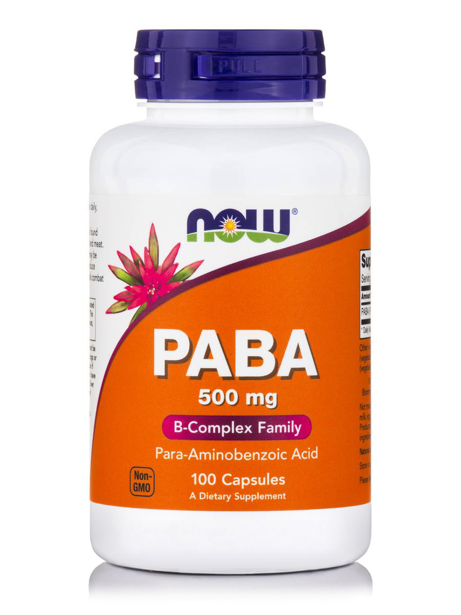 Now Foods PABA 500mg (Para-Aminobenzoic Acid) 100Caps | Smile-pharmacy.gr
