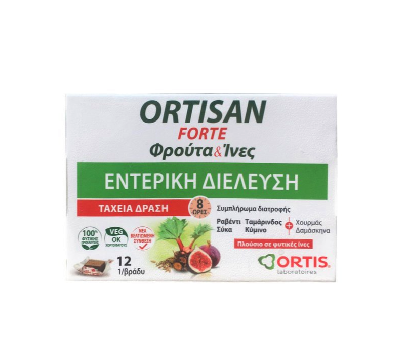 Ortis Ortisan Forte Φρούτα & Ινες 12Cubes | Smile-pharmacy.gr
