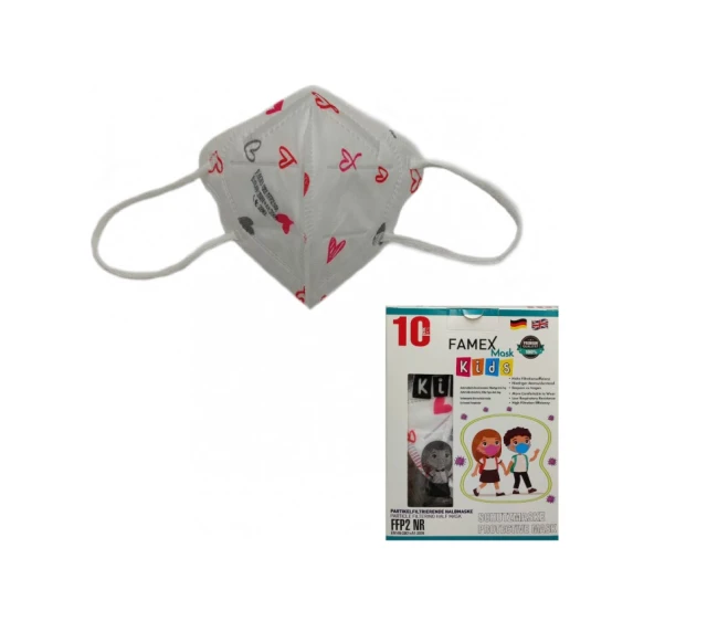 Famex Mask Kids Παιδικές Μάσκες Προστασίας Hearts FFP2 NR 10τμχ | Smile ...