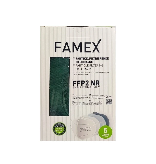 Famex Mask Μάσκες Προστασίας Πράσινη FFP2 NR 10τμχ | Smile-pharmacy.gr