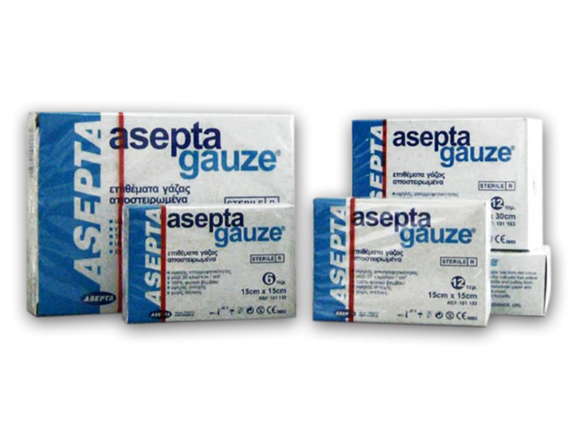 ASEPTA ΓΑΖΕΣ ΑΠΟΣΤΕΙΡΩΜΕΝ.15Χ15CM 12ΤΕΜ | Smile-pharmacy.gr