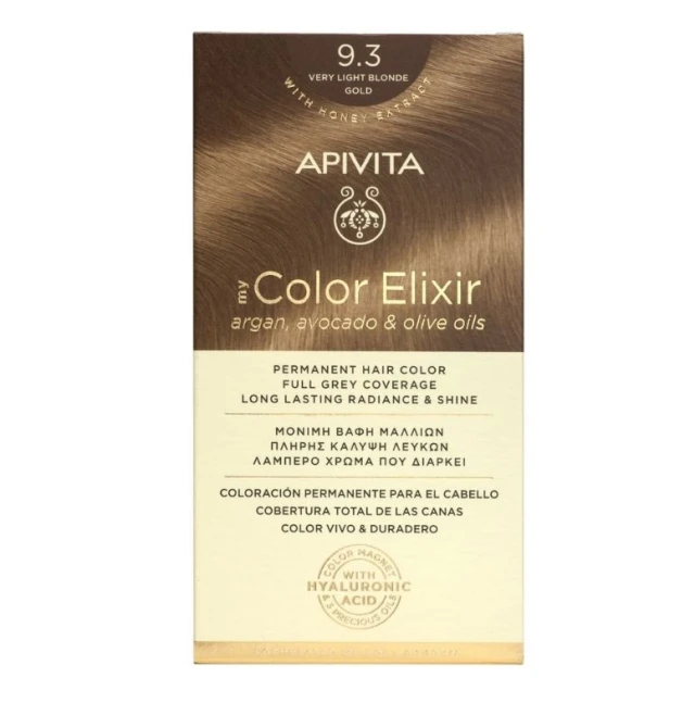Apivita My Color Elixir kit Μόνιμη Βαφή Μαλλιών 9.3 ΞΑΝΘΟ ΠΟΛΥ ΑΝΟΙΧΤΟ ...