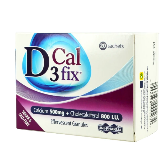 UNIPHARMA D3 CAL FIX CALCIUM 500mg + CHOLECALCIFEROL 800iu 20 ...